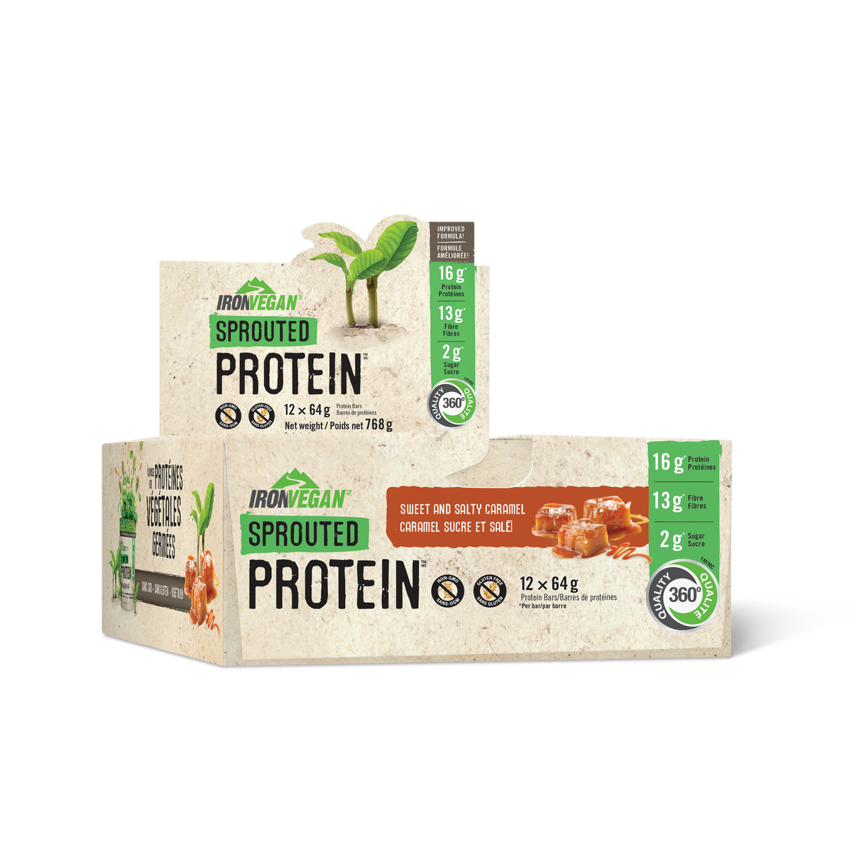 Iron Vegan Sprouted Protein Bars | 16 g Protein & 12 g Fibre